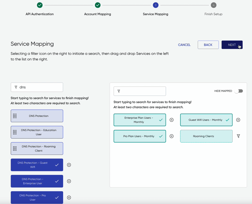 Integration Account and Service Mapping – DNSFilter